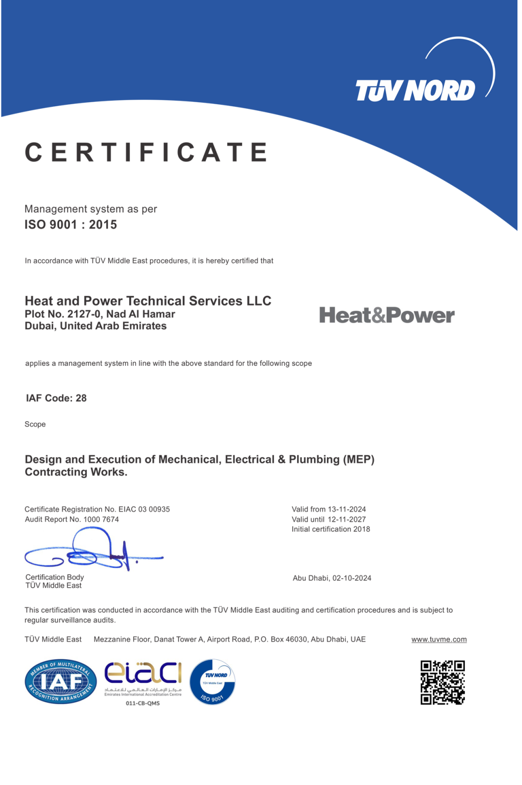 Credentials – Heat & Power Electro Mechanical Works